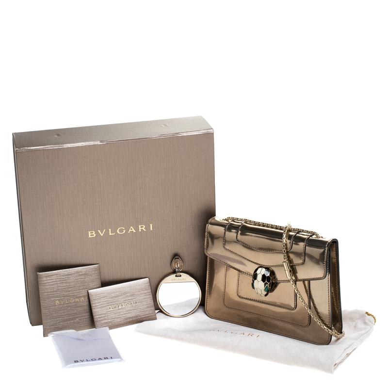 Bvlgari Metallic Bronze Patent Leather Serpenti Forever Handbag For ...