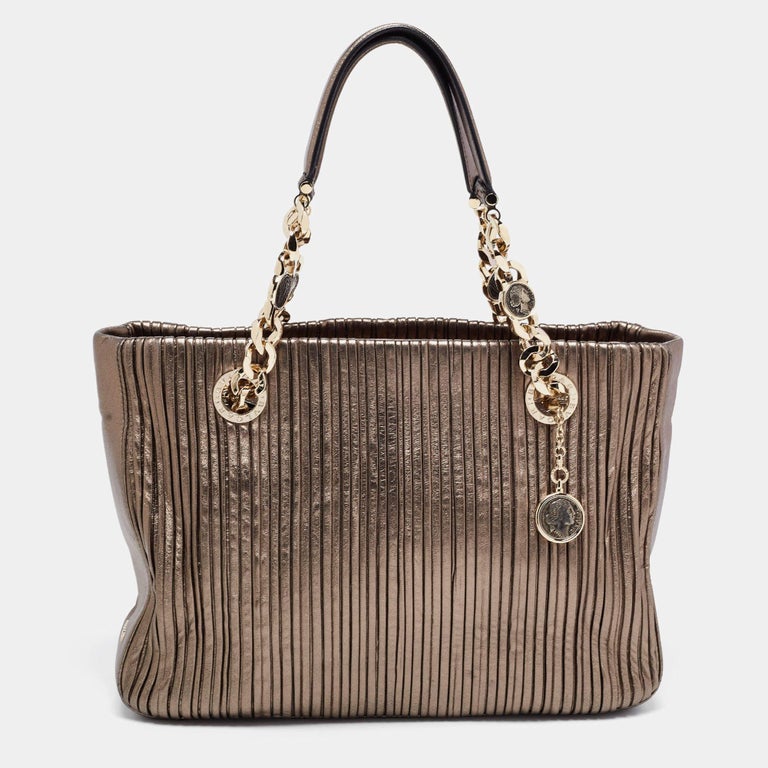 Bvlgari Metallic Leather Monte Chain Shopper Tote For Sale at 1stDibs