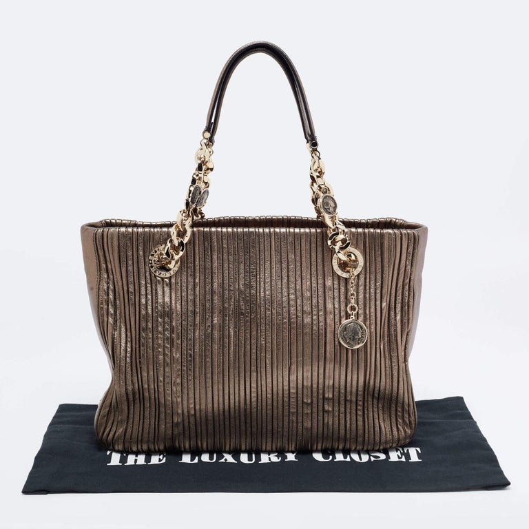 Bvlgari Metallic Leather Monte Chain Shopper Tote For Sale at 1stDibs