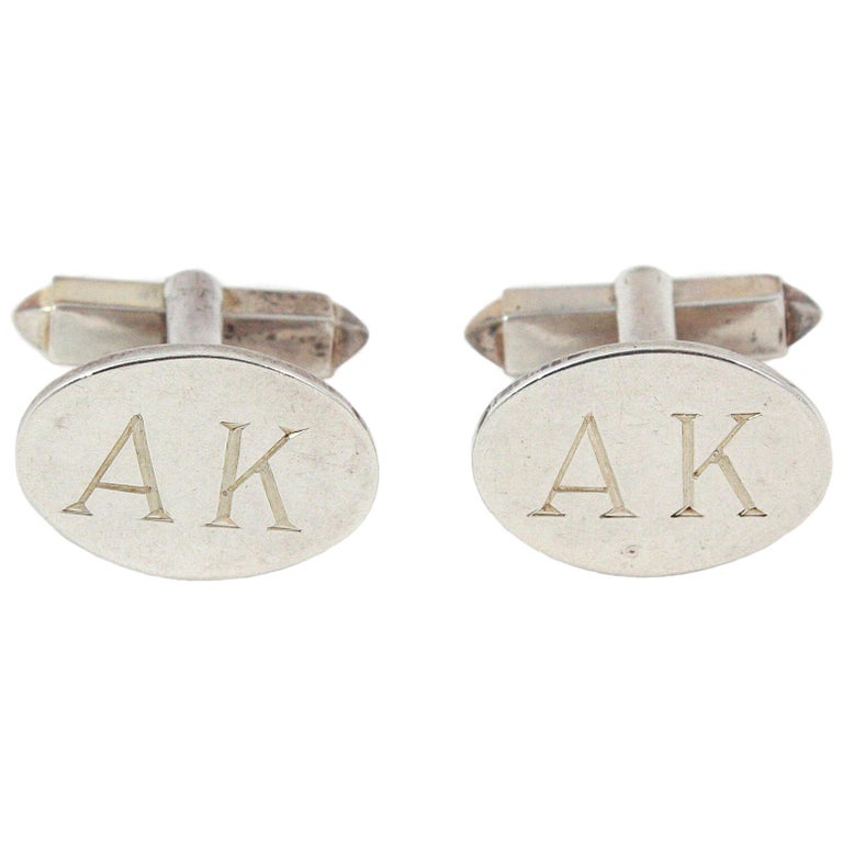 Bvlgari A. K. Monogram Silver Cufflinks at 1stDibs | custom cufflinks