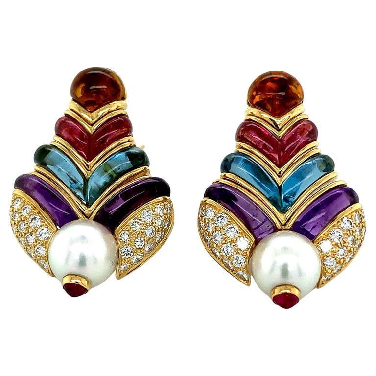 Bvlgari Multi-Color Stones Earrings For Sale at 1stDibs