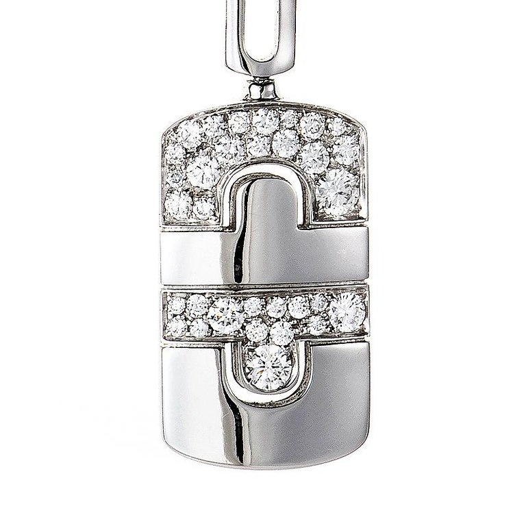 Bvlgari Parentesi 18 Karat White Gold Diamond Pave Pendant Necklace at ...