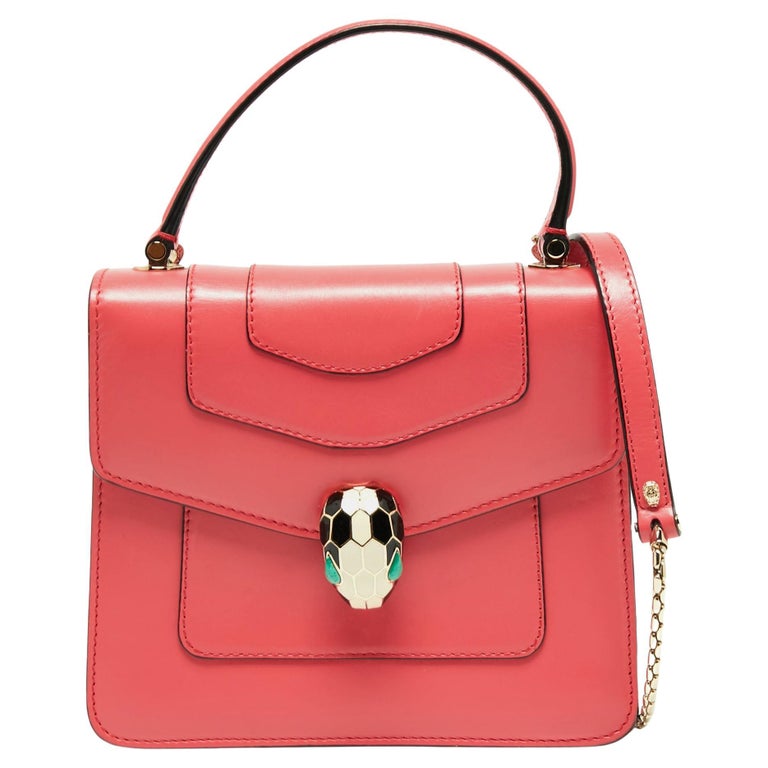 Bvlgari Pink Leather Serpenti Forever Flap Top Handle Bag at 1stDibs