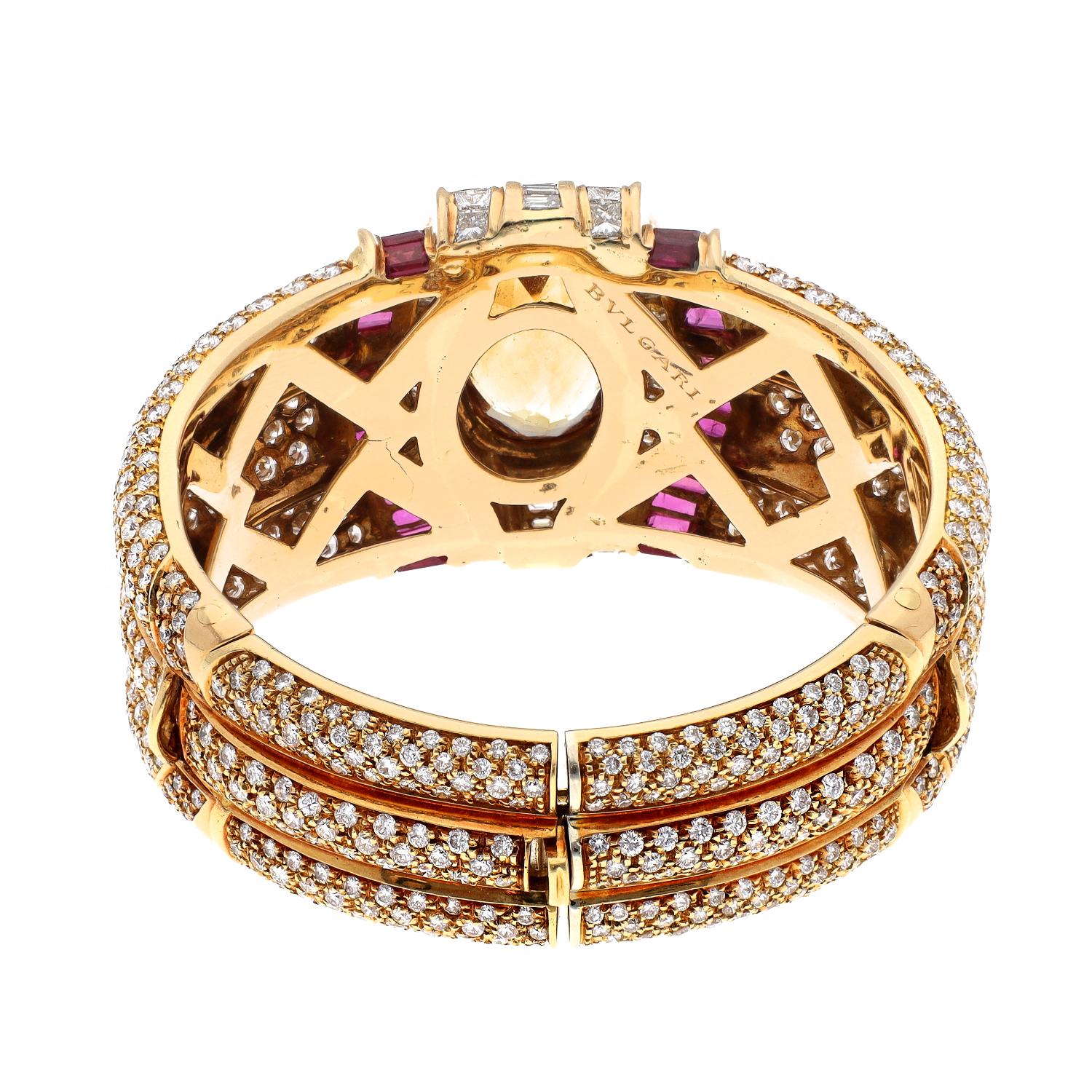 Bvlgari Roma Collection Internationale Citrine Diamond Ruby Gold Cuff ...