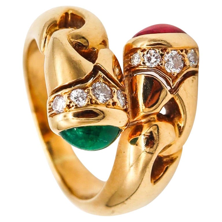 Bvlgari Roma Doppio Bypass Ring 18Kt Gold with 1.79 Ctw Diamonds ...