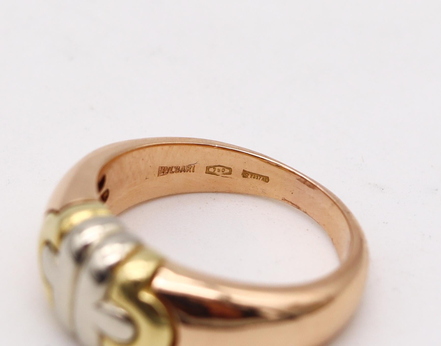 Bvlgari Roma Vintage Parentesi Ring in Three Colors of 18kt Yellow Gold ...