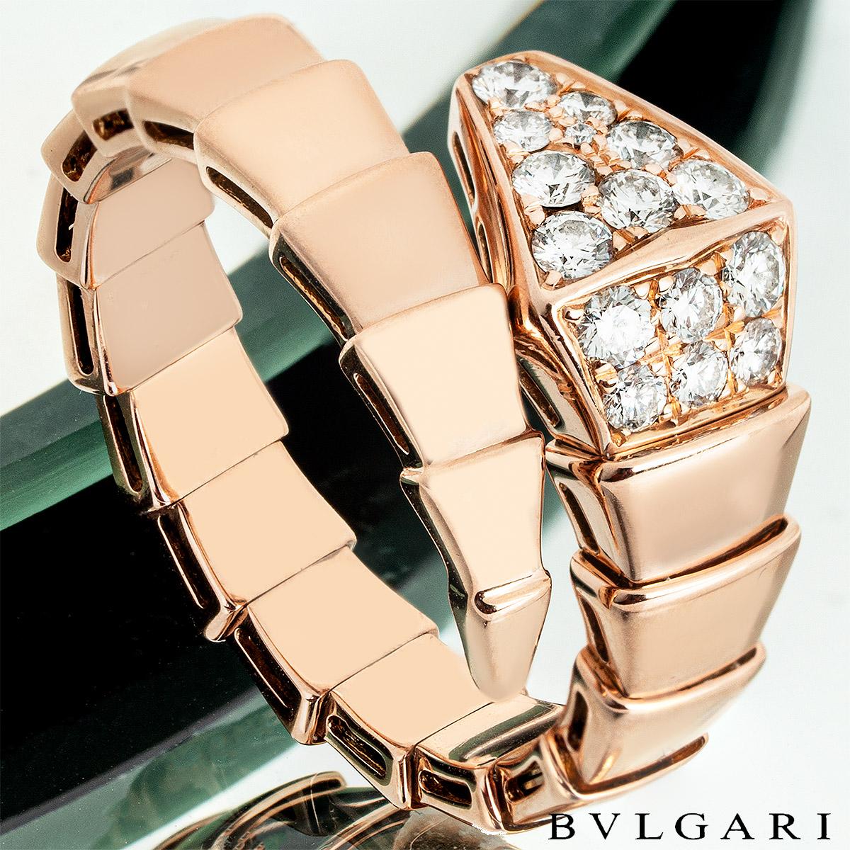 Bvlgari Rose Gold Diamond Serpenti Viper Ring 345219 For Sale at 1stDibs