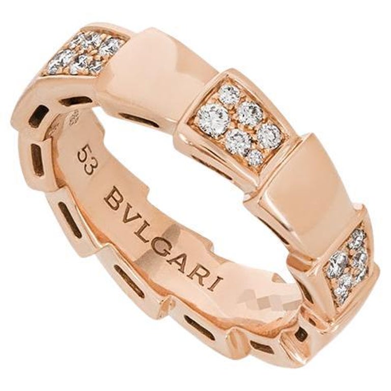 Bvlgari Rose Gold Diamond Serpenti Viper Ring For Sale at 1stDibs