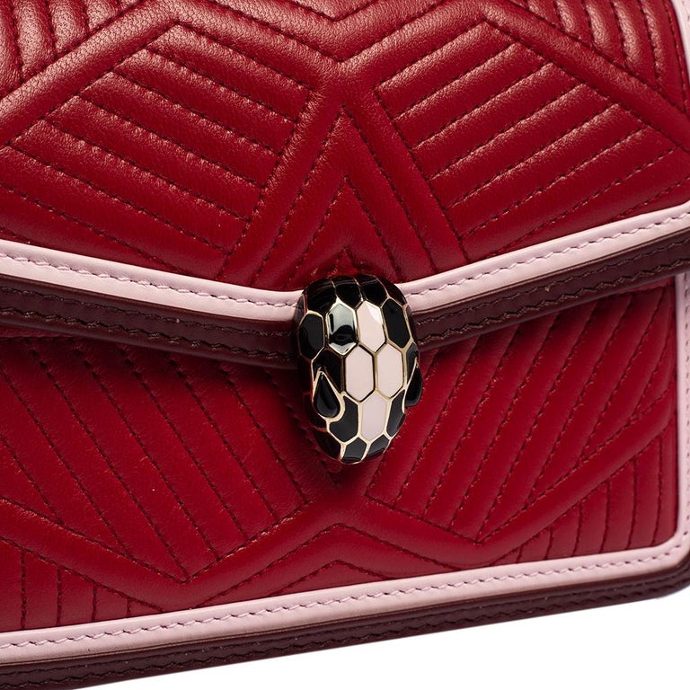 Bvlgari Ruby Red Diamond Blast Leather Mini Serpenti Forever Crossbody ...