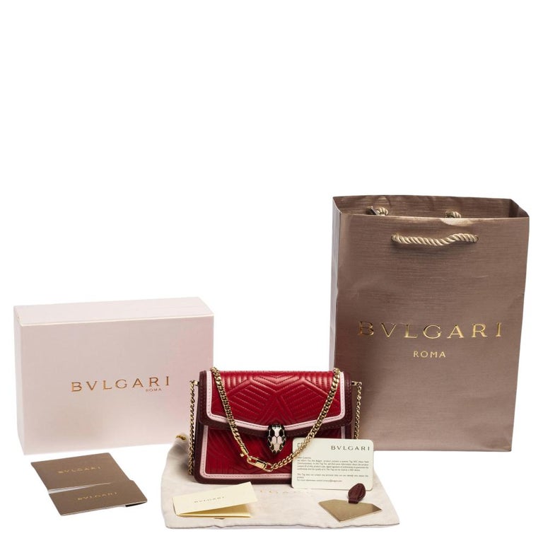 Bvlgari Ruby Red Diamond Blast Leather Mini Serpenti Forever Crossbody ...