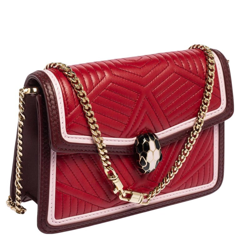 Bvlgari Ruby Red Diamond Blast Leather Mini Serpenti Forever Crossbody ...
