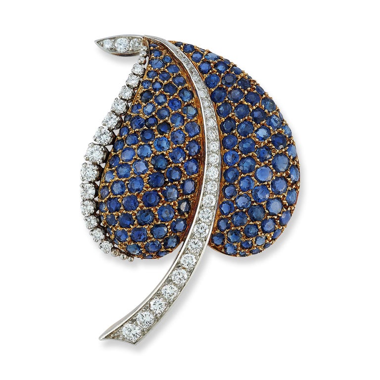 Bvlgari Sapphire and Diamond Brooch For Sale at 1stDibs