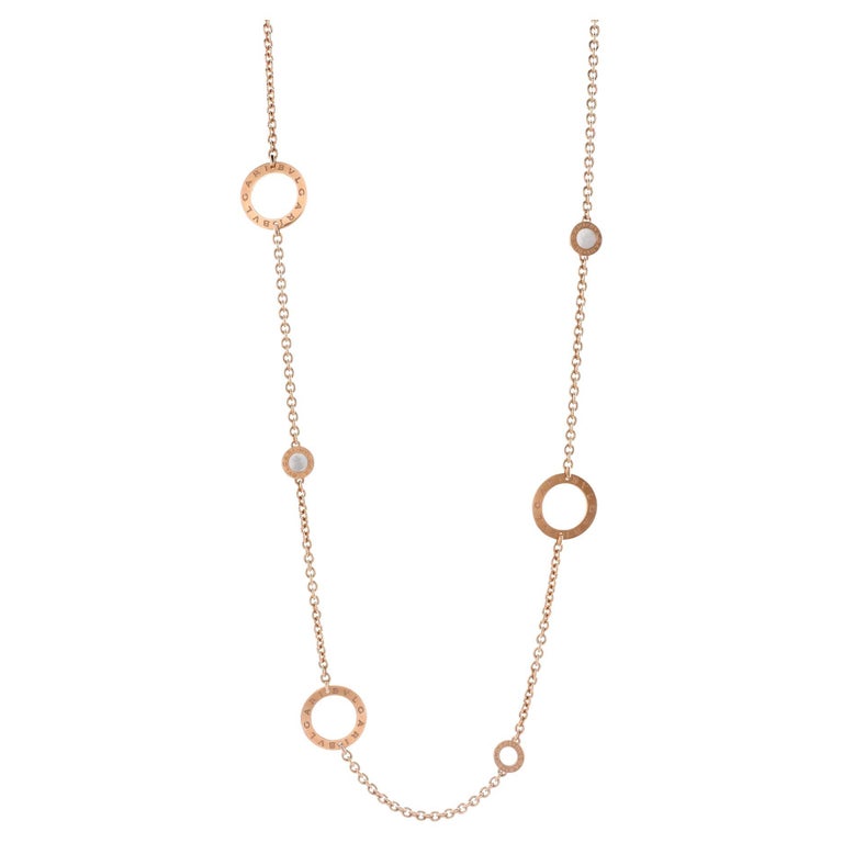 Bvlgari Sautoir Necklace 18k Rose Gold and Mother of Pearl For Sale at 1stDibs