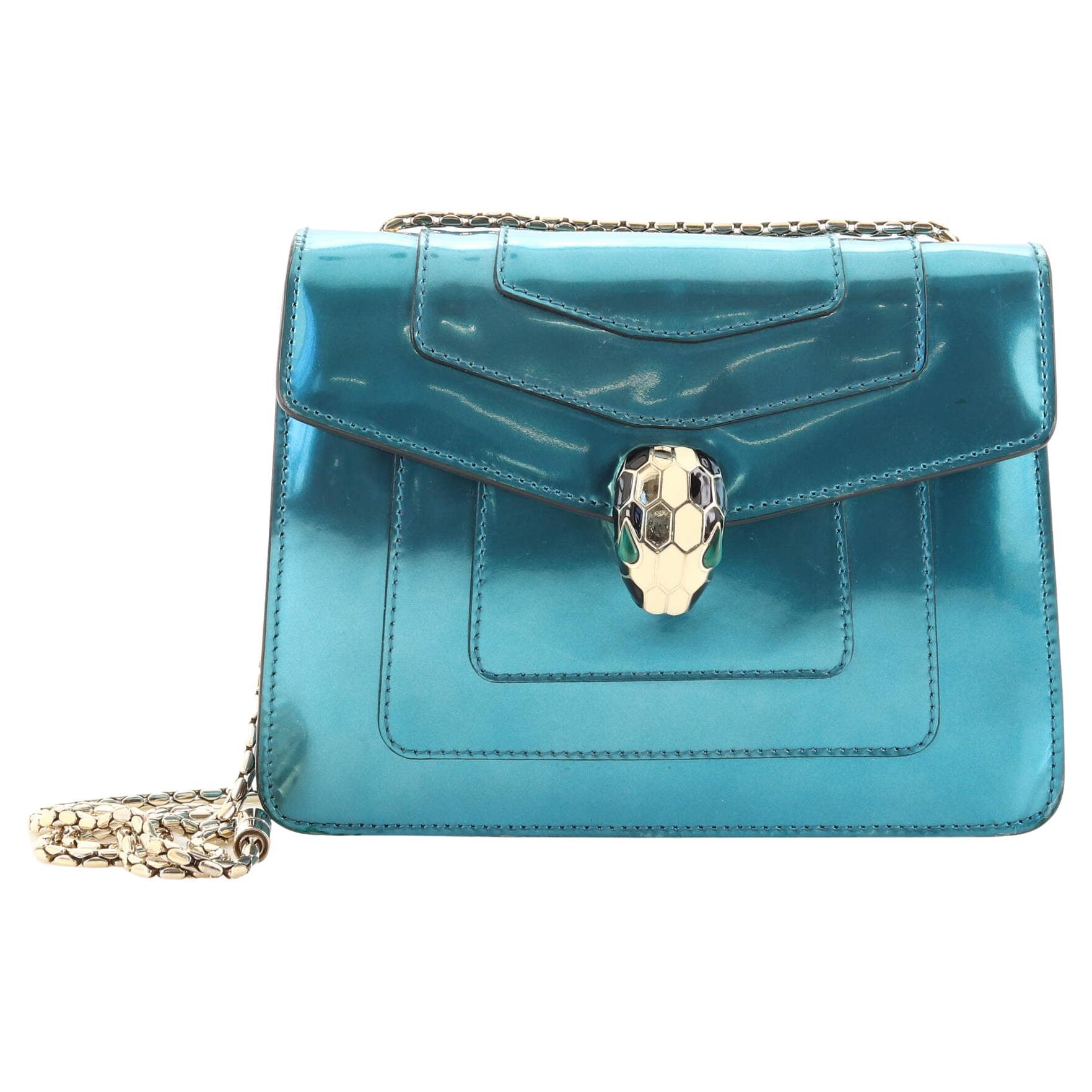 Bvlgari Serpenti Forever Square Shoulder Bag Metallic Leather Small at ...