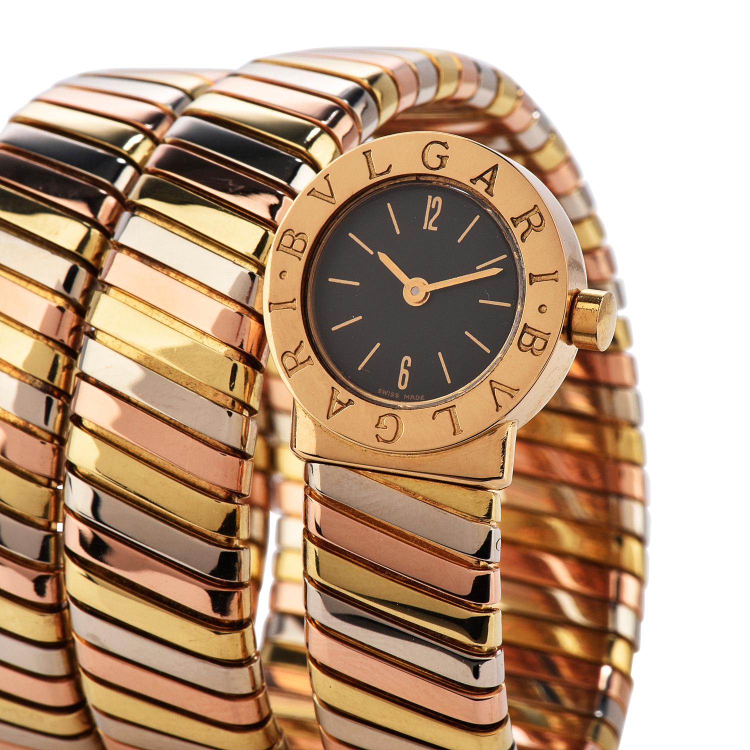 Bvlgari Serpenti Tubogas 18K Tri-Color Gold Bracelet Bulgari Watch at ...