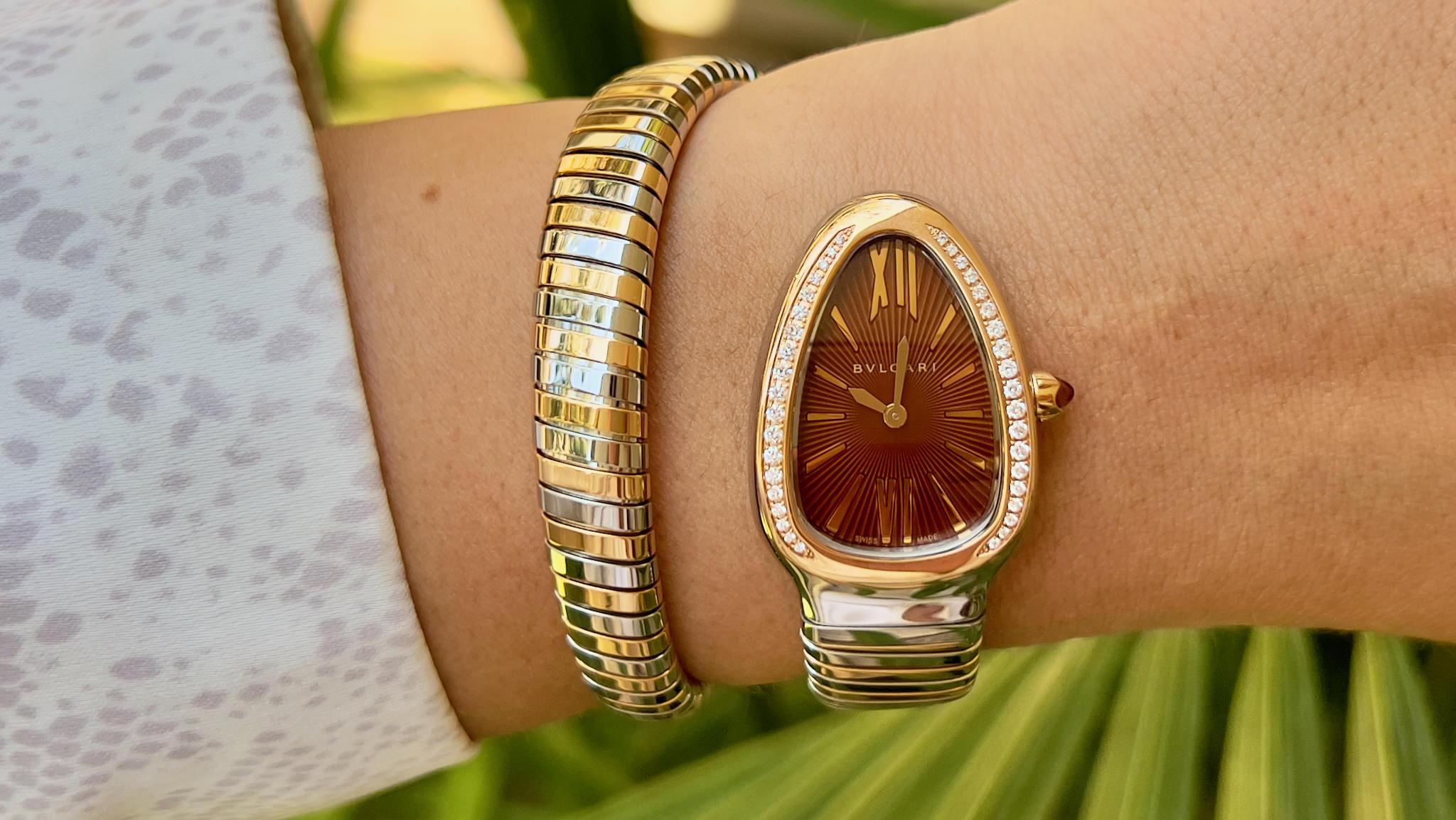 Bulgari Serpenti Tubogas Watch 18K Rose Gold and Stainless Steel ...