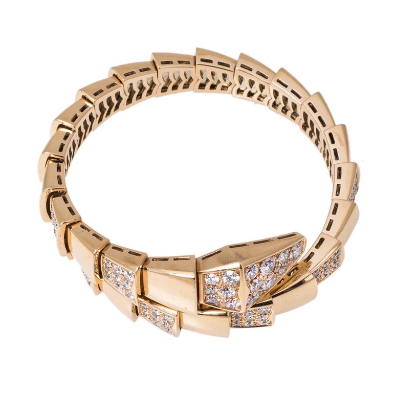 Bvlgari Serpenti Viper Diamond 18K Rose Gold One-Coil Bracelet S at ...
