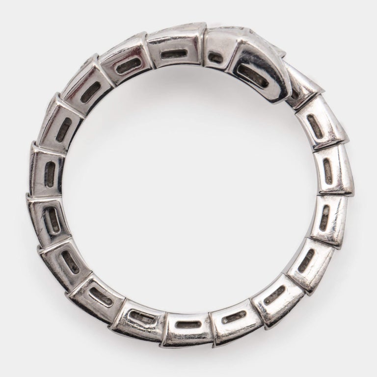 Bvlgari Serpenti Viper Diamond 18k White Gold Ring XL For Sale at 1stDibs