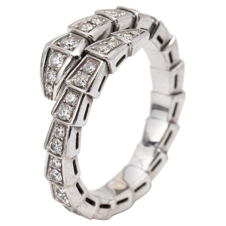 Bvlgari Serpenti Viper Diamond 18k White Gold Ring XL For Sale at 1stDibs