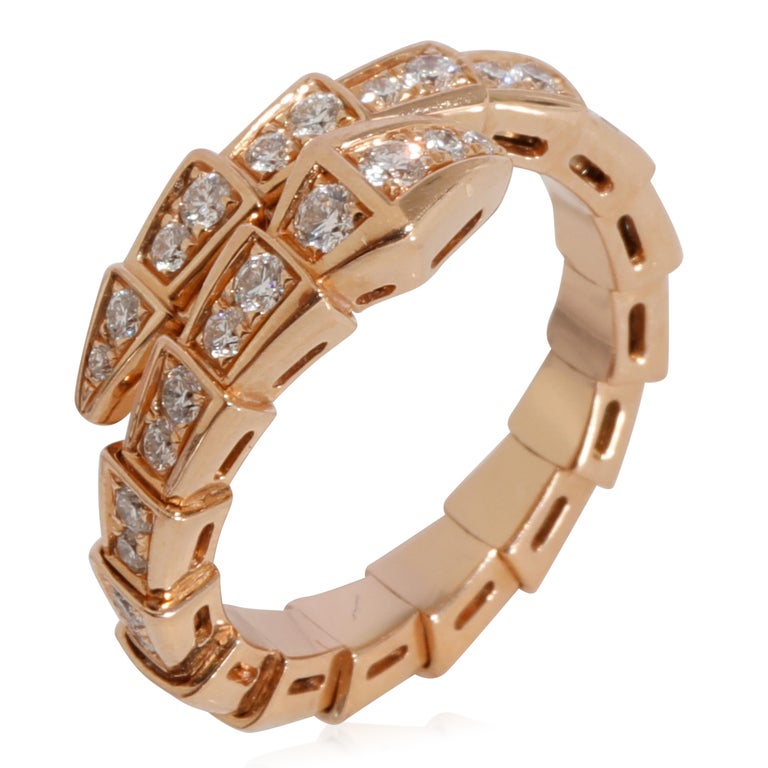 Bvlgari Serpenti Viper Diamond Ring in 18k Rose Gold 0.66 CTW For Sale ...