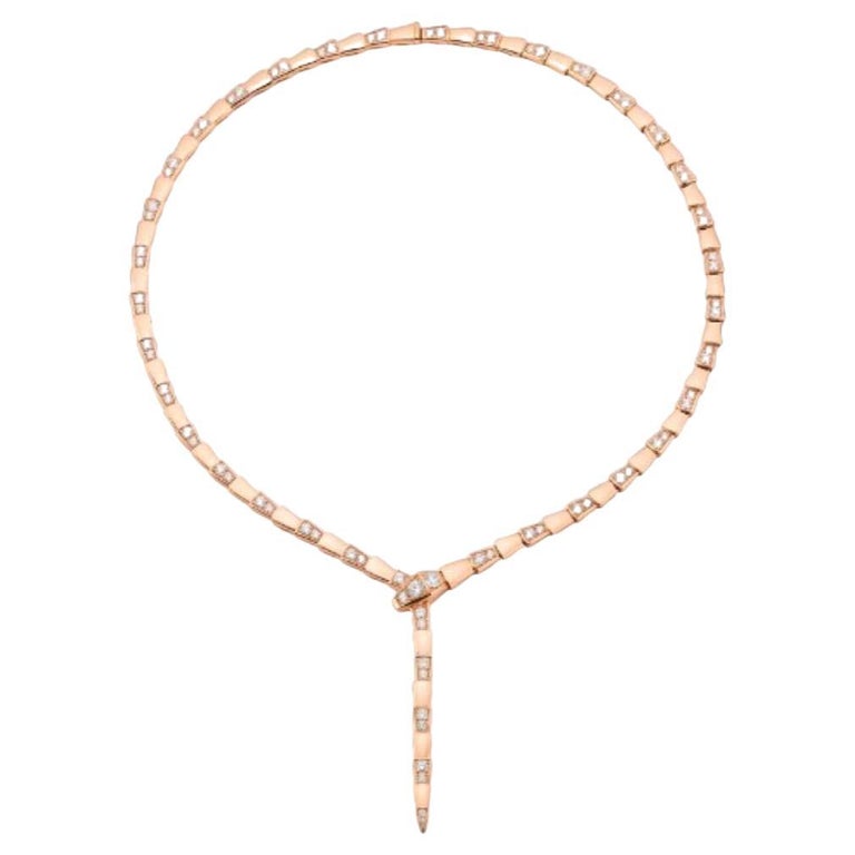 Bvlgari Serpenti Viper Necklace in 18k Rose Gold Set with Demi Pavé ...