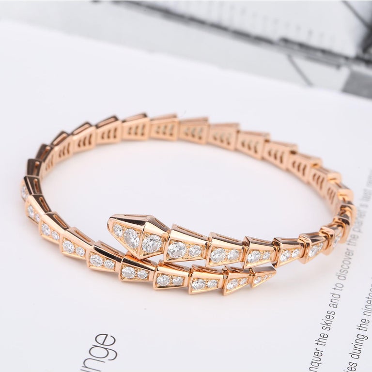 Bvlgari Serpenti Viper One-Coil Rose Gold Thin Bracelet Size S For Sale ...