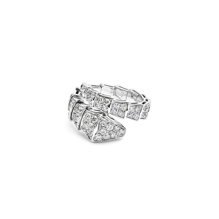 Bvlgari Serpenti Viper Ring 18 Karat White Gold Full Pave Diamond Set ...