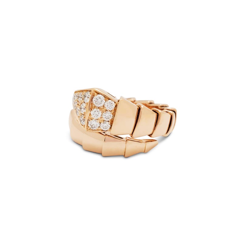 Bvlgari 'Serpenti Viper' Rose Gold Diamond Ring For Sale at 1stDibs