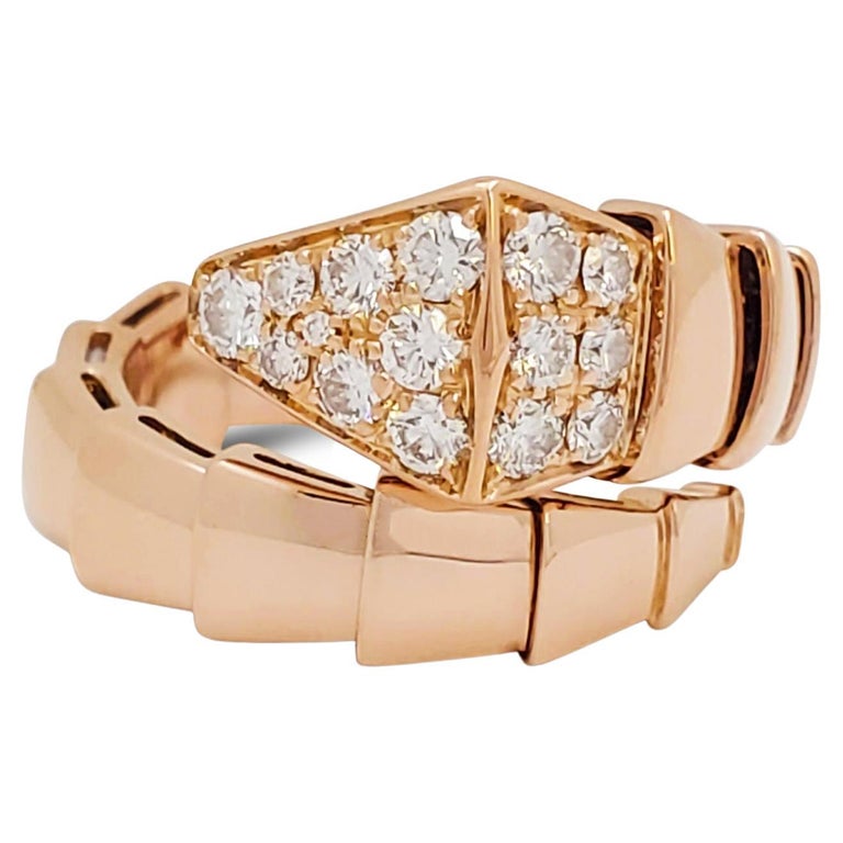 Bvlgari 'Serpenti Viper' Rose Gold Diamond Ring For Sale at 1stDibs
