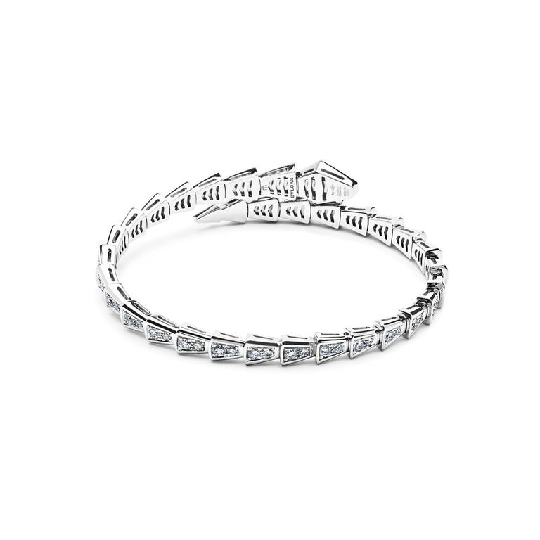 Bvlgari Serpenti Viper Slim Bracelet White Gold Full Pavé Diamonds For ...