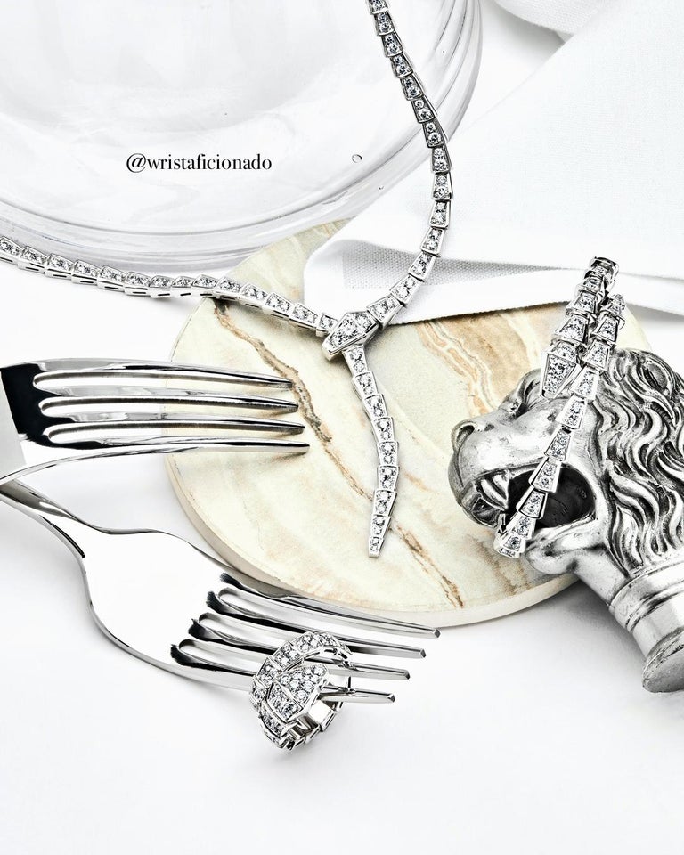 Bvlgari Serpenti Viper Slim Bracelet White Gold Full Pavé Diamonds For ...