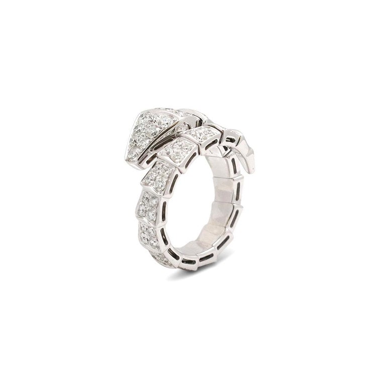 Bvlgari 'Serpenti Viper' White Gold and Diamond Ring at 1stDibs