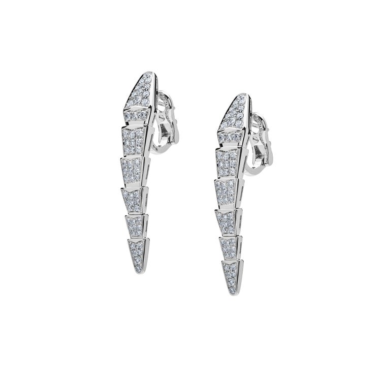 Bvlgari Serpenti Viper White Gold Diamond Earrings 348320 For Sale at ...