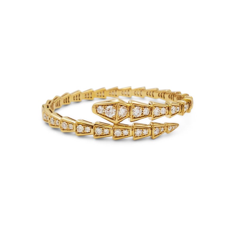 Bvlgari 'Serpenti Viper' Yellow Gold Diamond Bracelet at 1stDibs