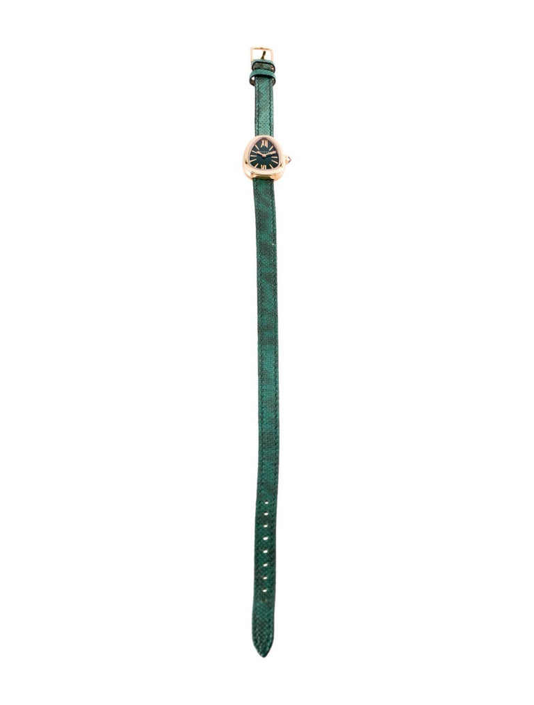 Bvlgari Serpenti Watch 18K Rose Gold Double Spiral Green Snake Strap ...