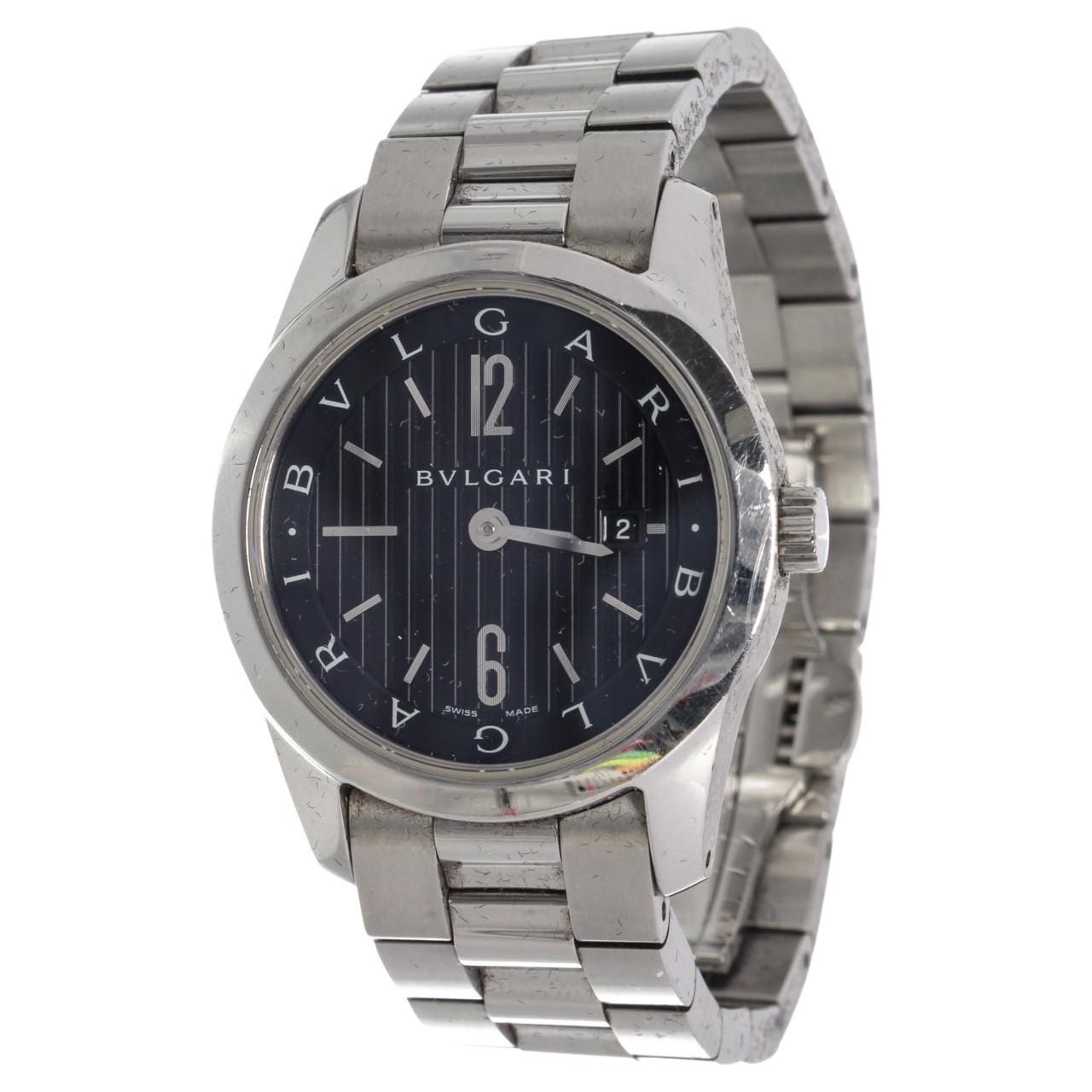 Bvlgari Silver Solo Tempo Quartz Watch For Sale at 1stDibs