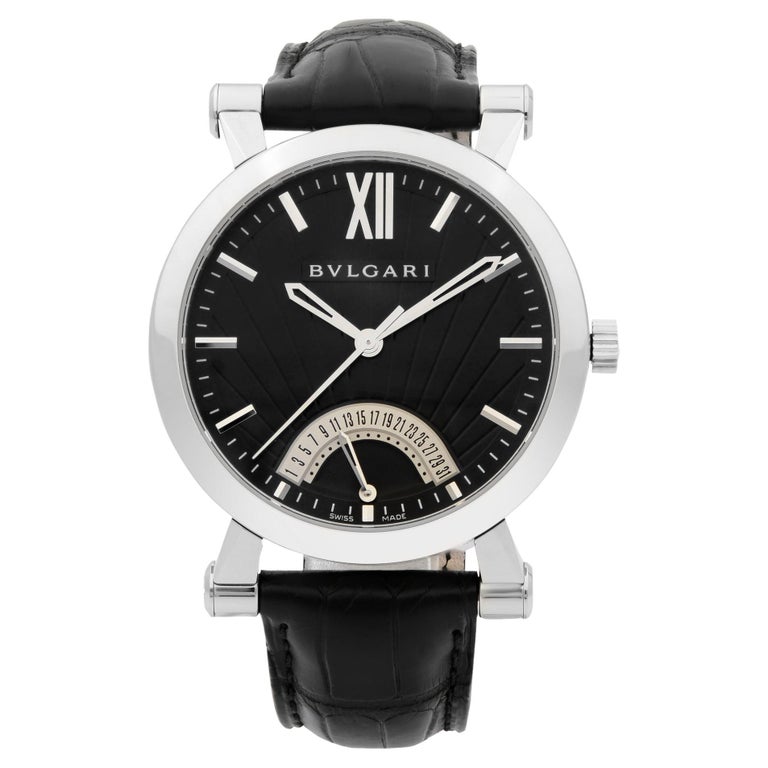 Bvlgari Sotirio Retrograde Steel Black Dial Automatic Mens Watch ...