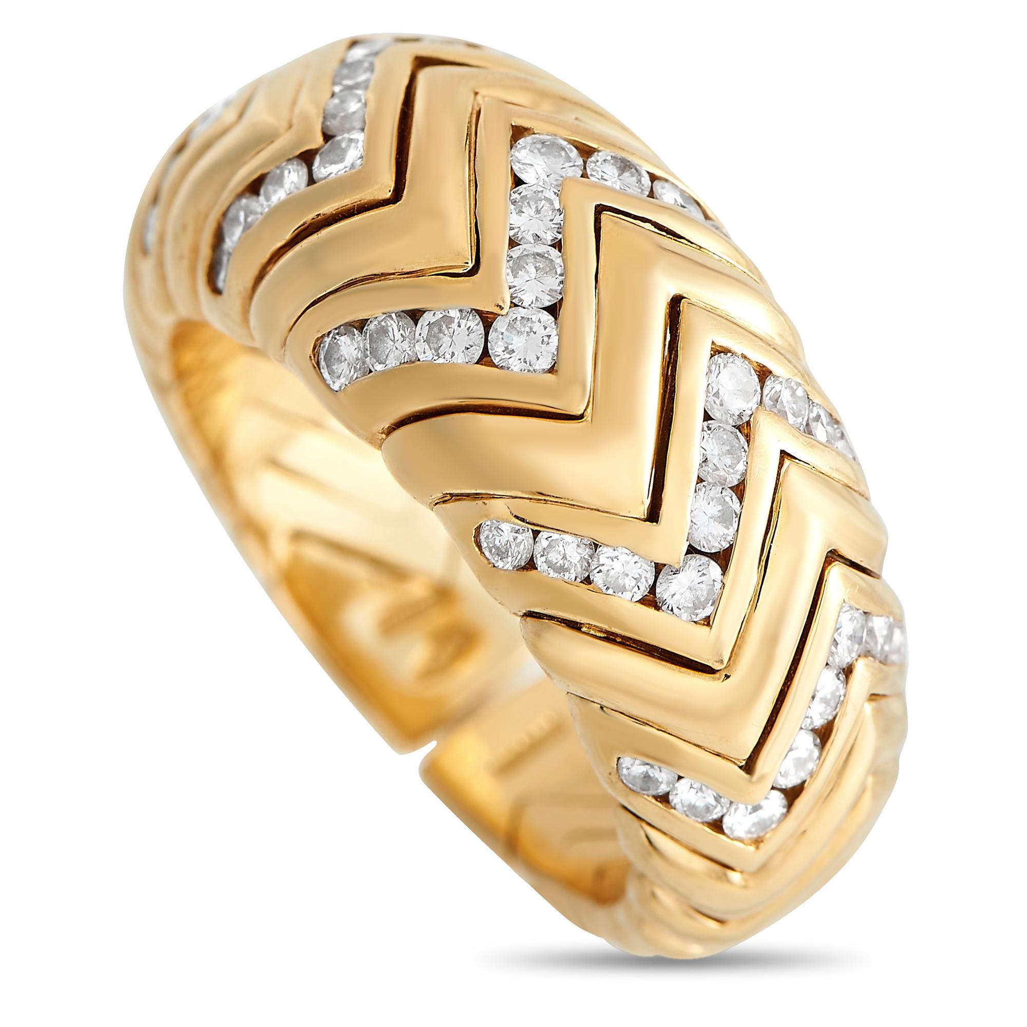 Bvlgari Spiga 18K Yellow Gold 0.65ct Diamond Ring For Sale at 1stDibs