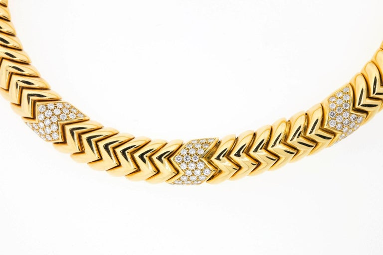 Bvlgari Spiga Diamond Gold Necklace at 1stDibs