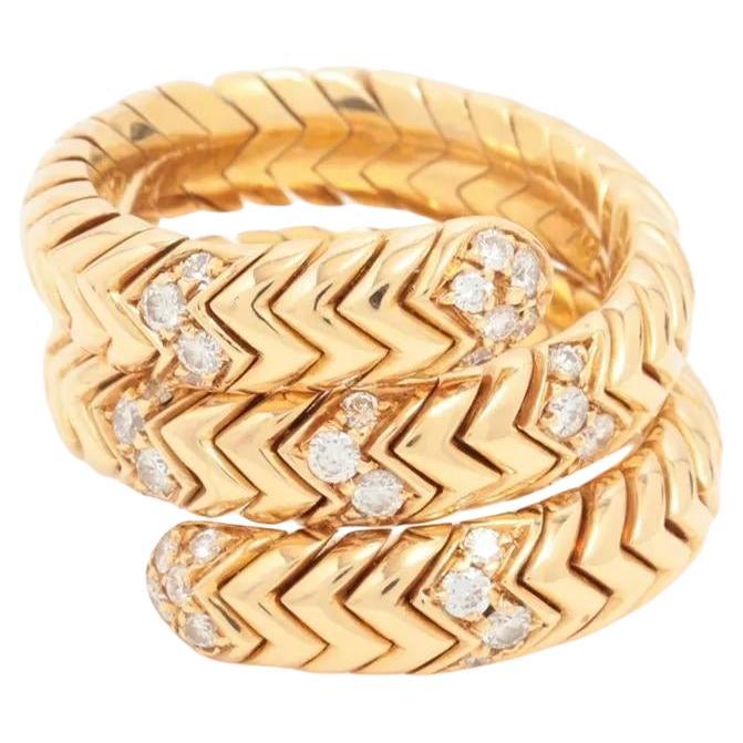 BVLGARI Spiga 3 Row Diamond Yellow Gold Ring For Sale at 1stDibs ...