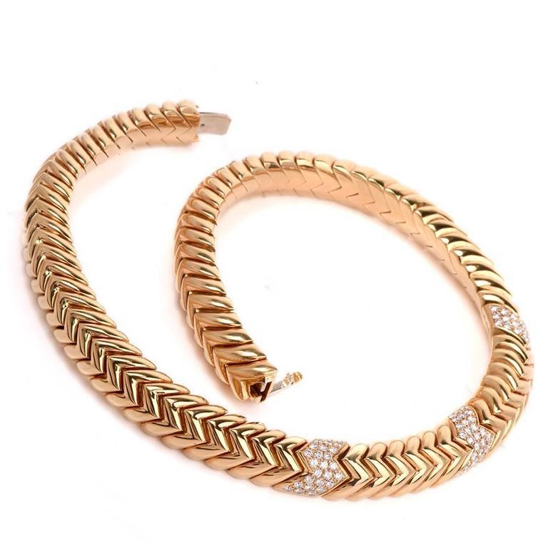 Bvlgari Spiga Diamond Snake Choker Bulgari 18 Karat Gold Necklace at ...