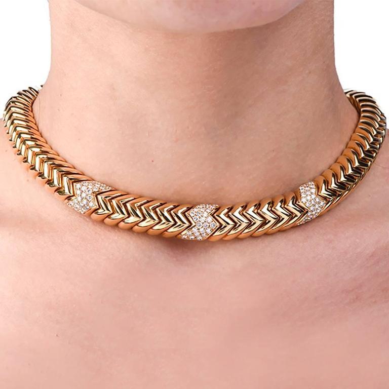 Bvlgari Spiga Diamond Snake Choker Bulgari 18 Karat Gold Necklace at ...