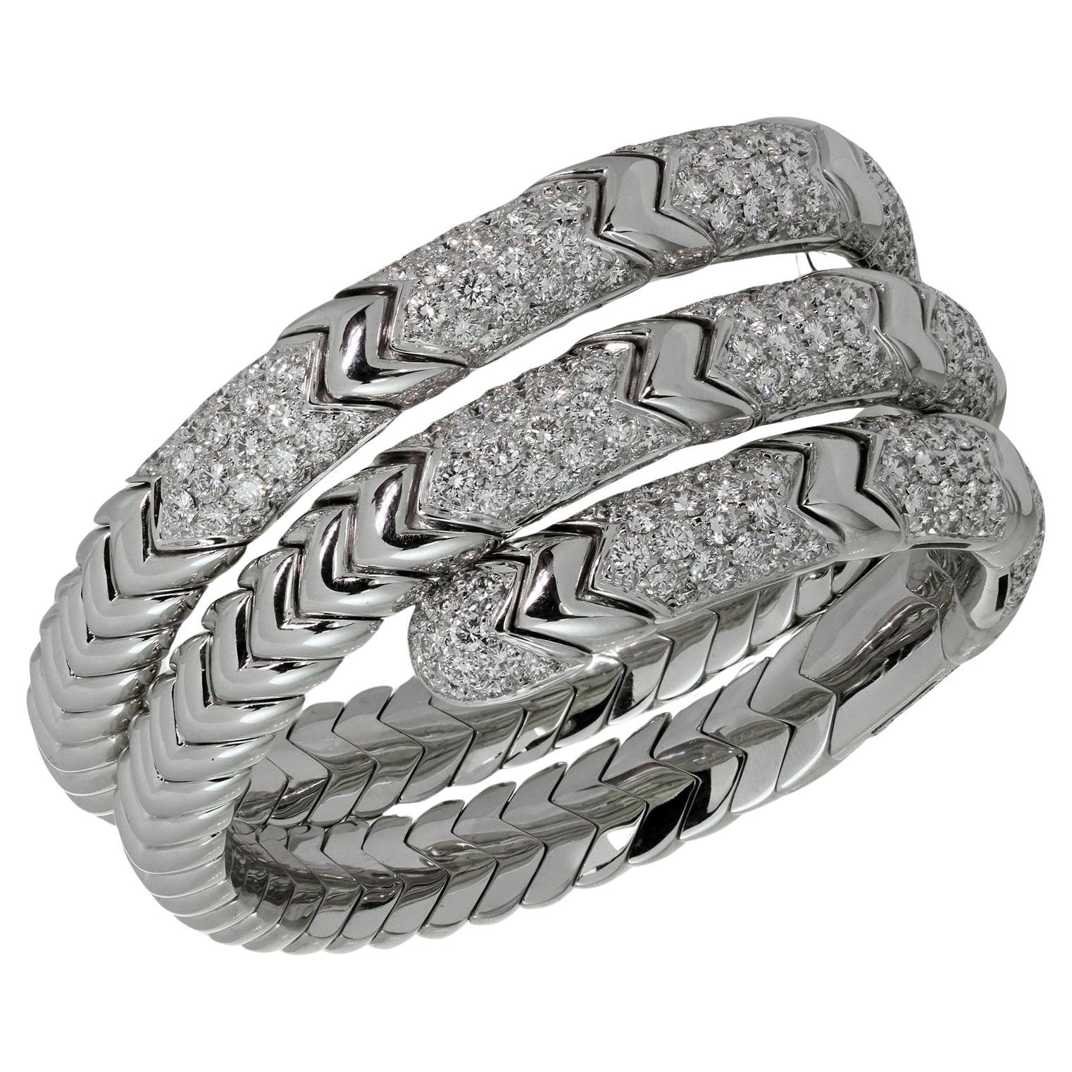BVLGARI Spiga Pave Diamond White Gold Bracelet at 1stDibs