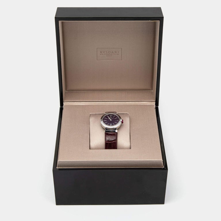 Bvlgari Stainless Steel Alligator Leather Lvcea 102566 Women's ...