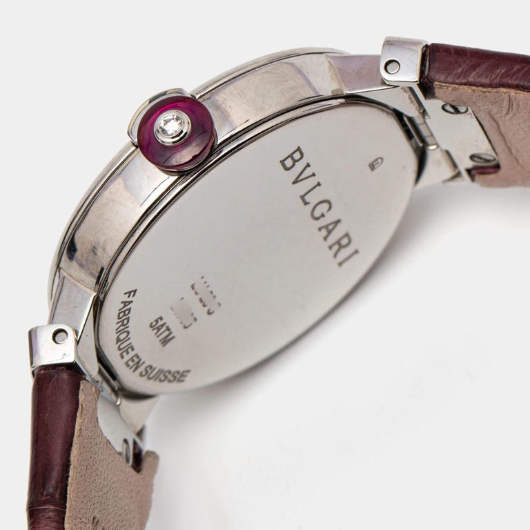 Bvlgari Stainless Steel Alligator Leather Lvcea 102566 Women's ...