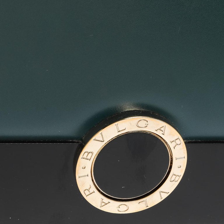Bvlgari Teal/Black Leather and Perspex Medium Flap Cover Bag at 1stDibs