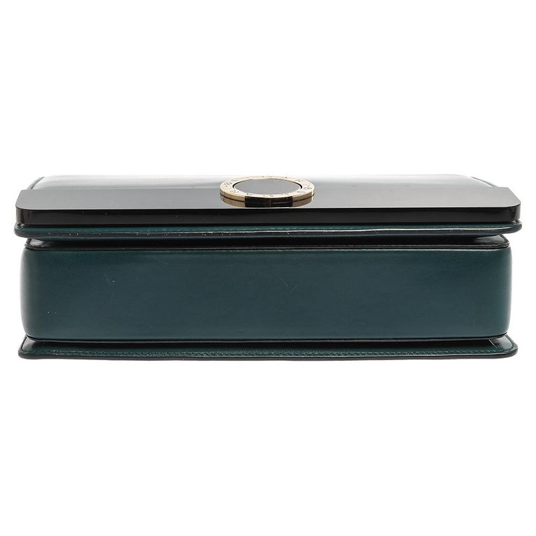 Bvlgari Teal/Black Leather and Perspex Medium Flap Cover Bag at 1stDibs