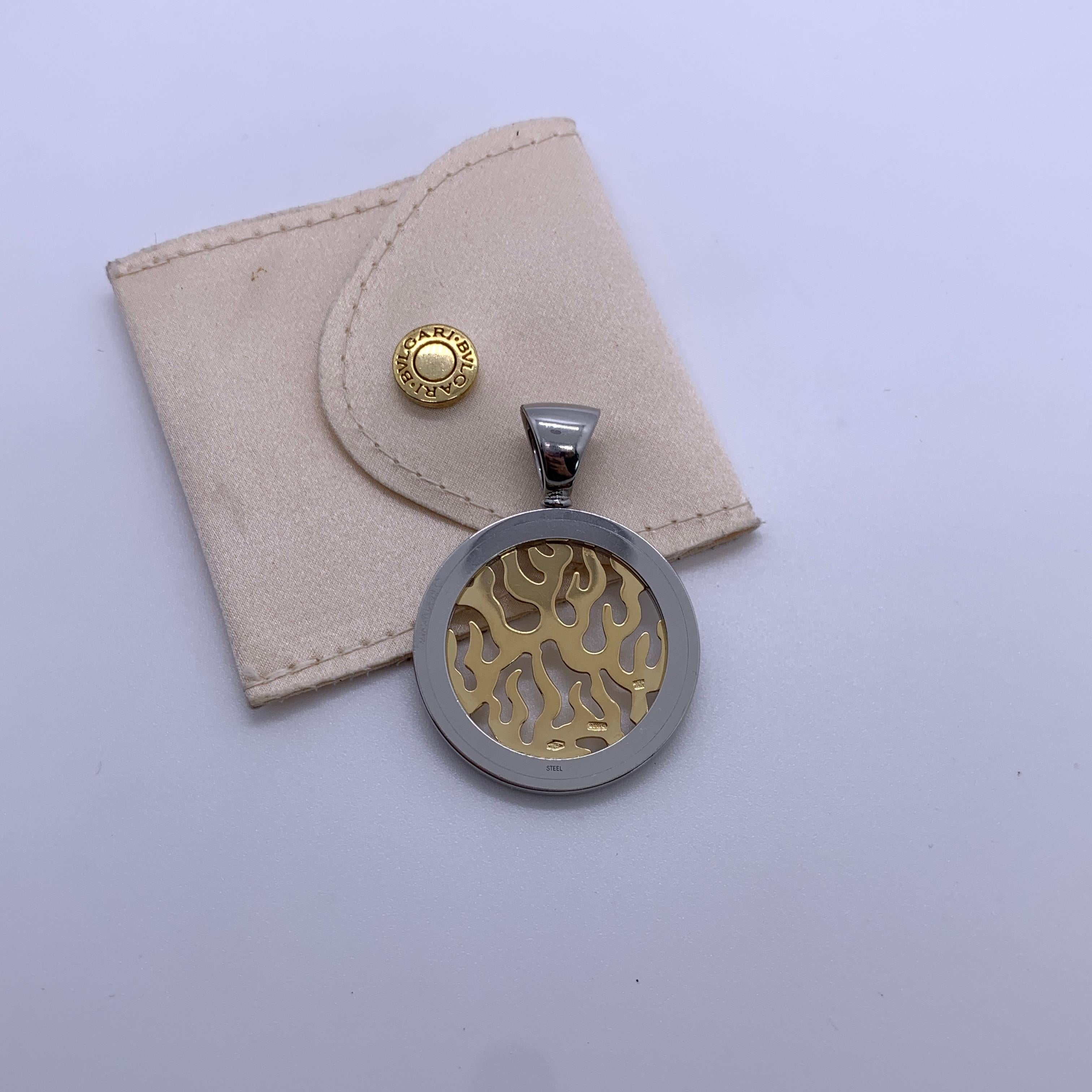 Bvlgari Tondo Fire Pendant 18K Yellow Gold STEEL For Sale at 1stDibs