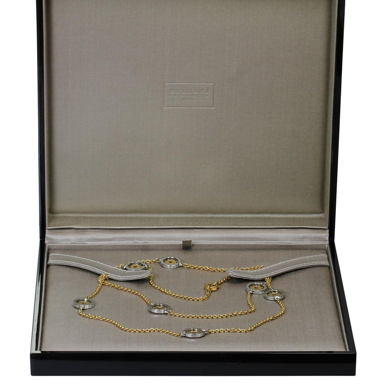 Bvlgari Tondo Sun Yellow Gold Steel Long Sautoir Necklace Box For Sale ...