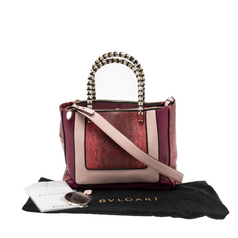 Bvlgari Tri Color Leather and Kurung Serpenti Scaglie Tote at 1stDibs